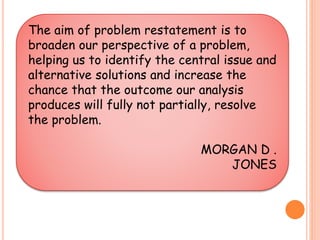 Restating as a key technique to achieve better outcomes in problem ...