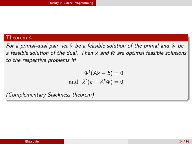presentation on Duality theory in operations research | PPT