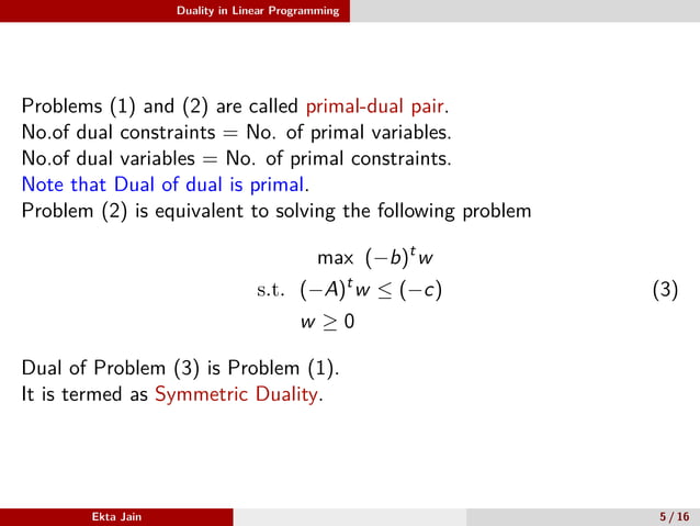 presentation on Duality theory in operations research | PPT