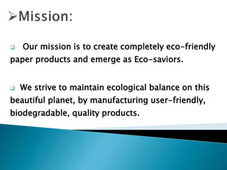 Prsentation on paper bag manufacturing (business plan) | PPT