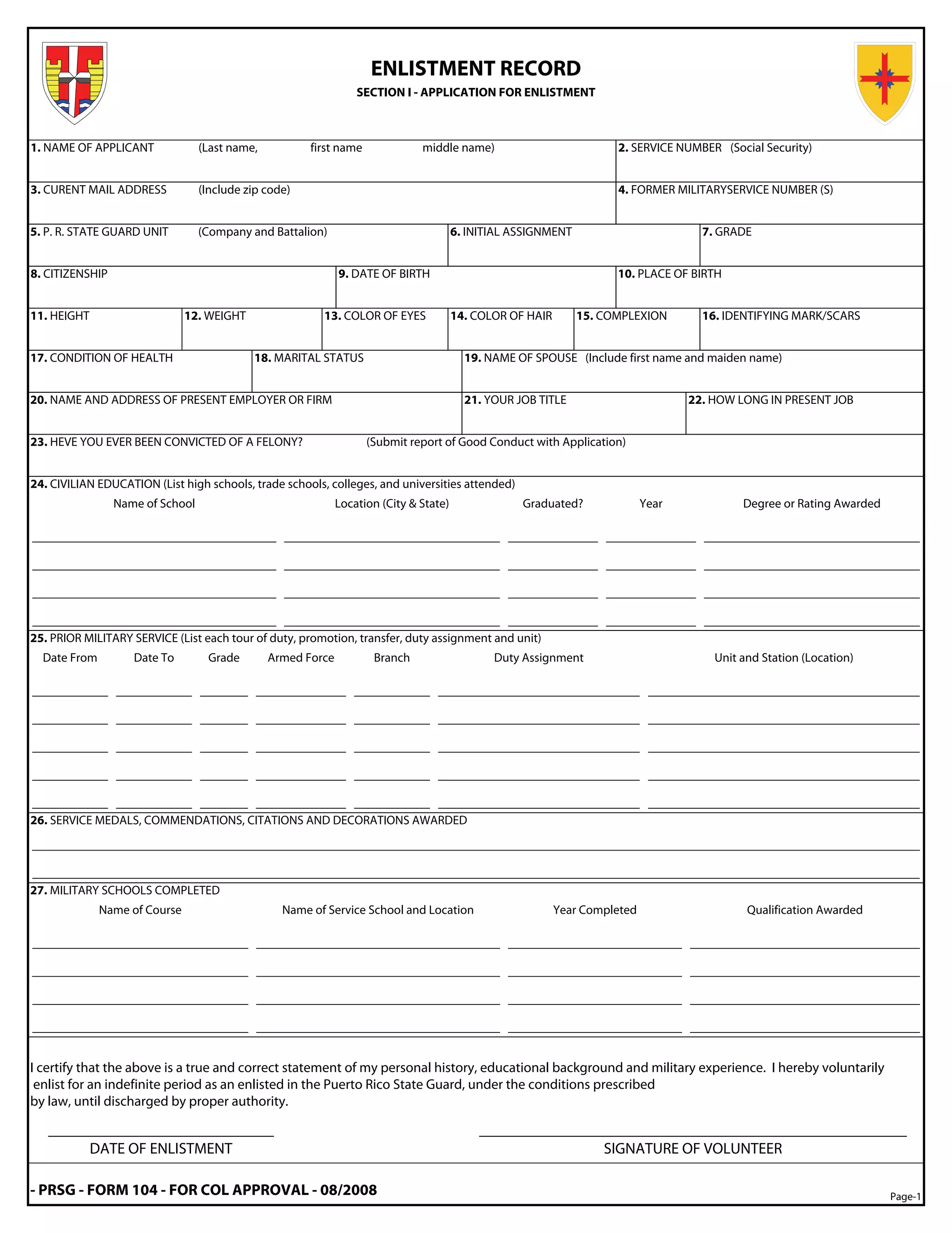 PRSG enlisted-candidate-application-form | PDF