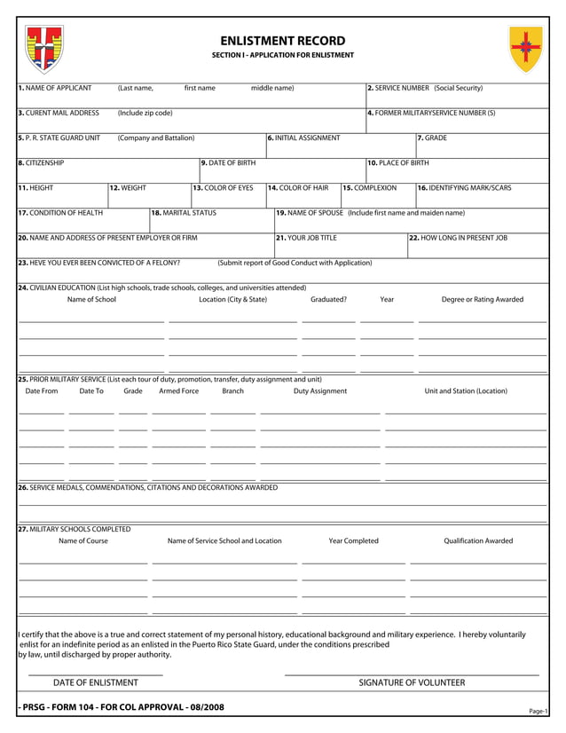 PRSG enlisted-candidate-application-form | PDF | Law
