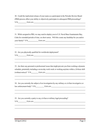 PRS Questionnaire | PDF