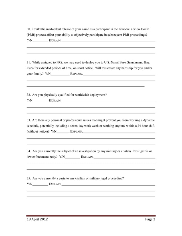 PRS Questionnaire | PDF
