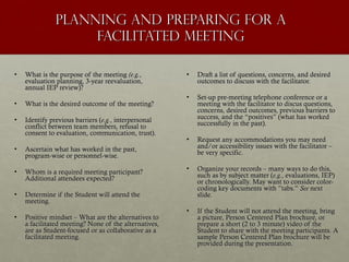 Planning, Preparing, and Participating in a Facilitated IEP/ARD Meeting ...