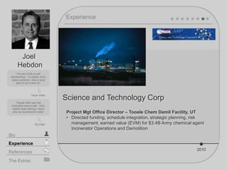Joel Hebdon PreResume | PPTX | Environmental Services Industry | Industries