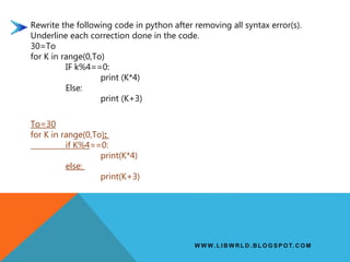 PYTHON REVISION TOUR - 1 | PPTX
