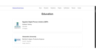 Mohamed Gomaa Portfolio coded frontend and uploaded to github | PPT