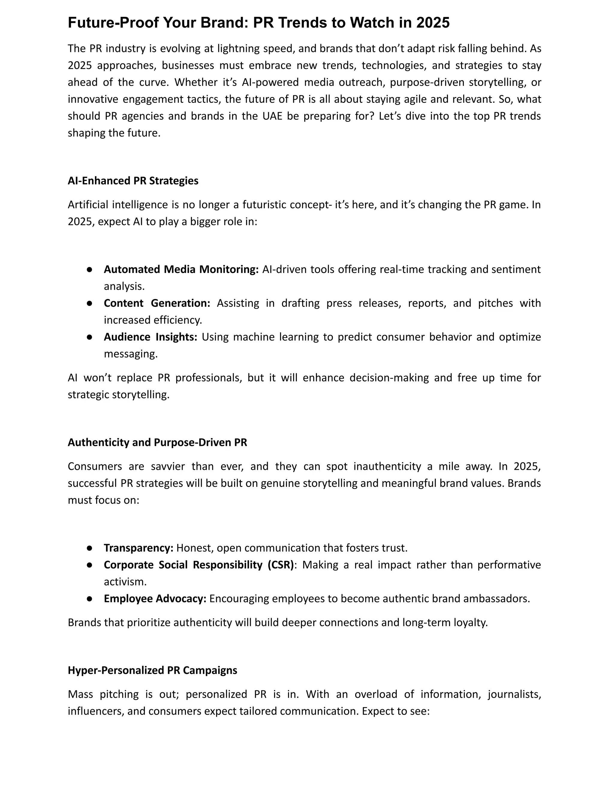 Future-Proof Your Brand: PR Trends to Watch in 2025 | PDF