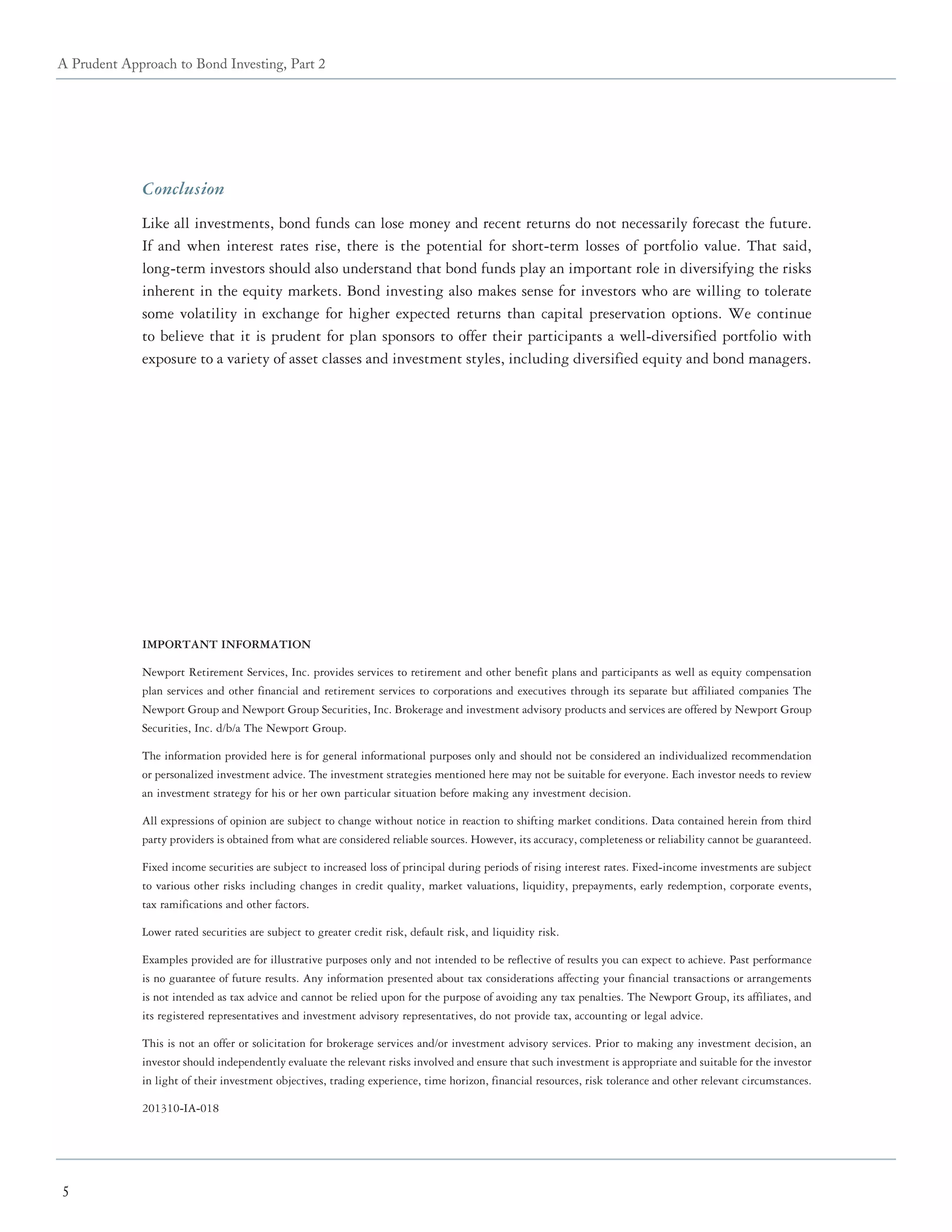 Prudent approach to bond investing part 2 | PDF