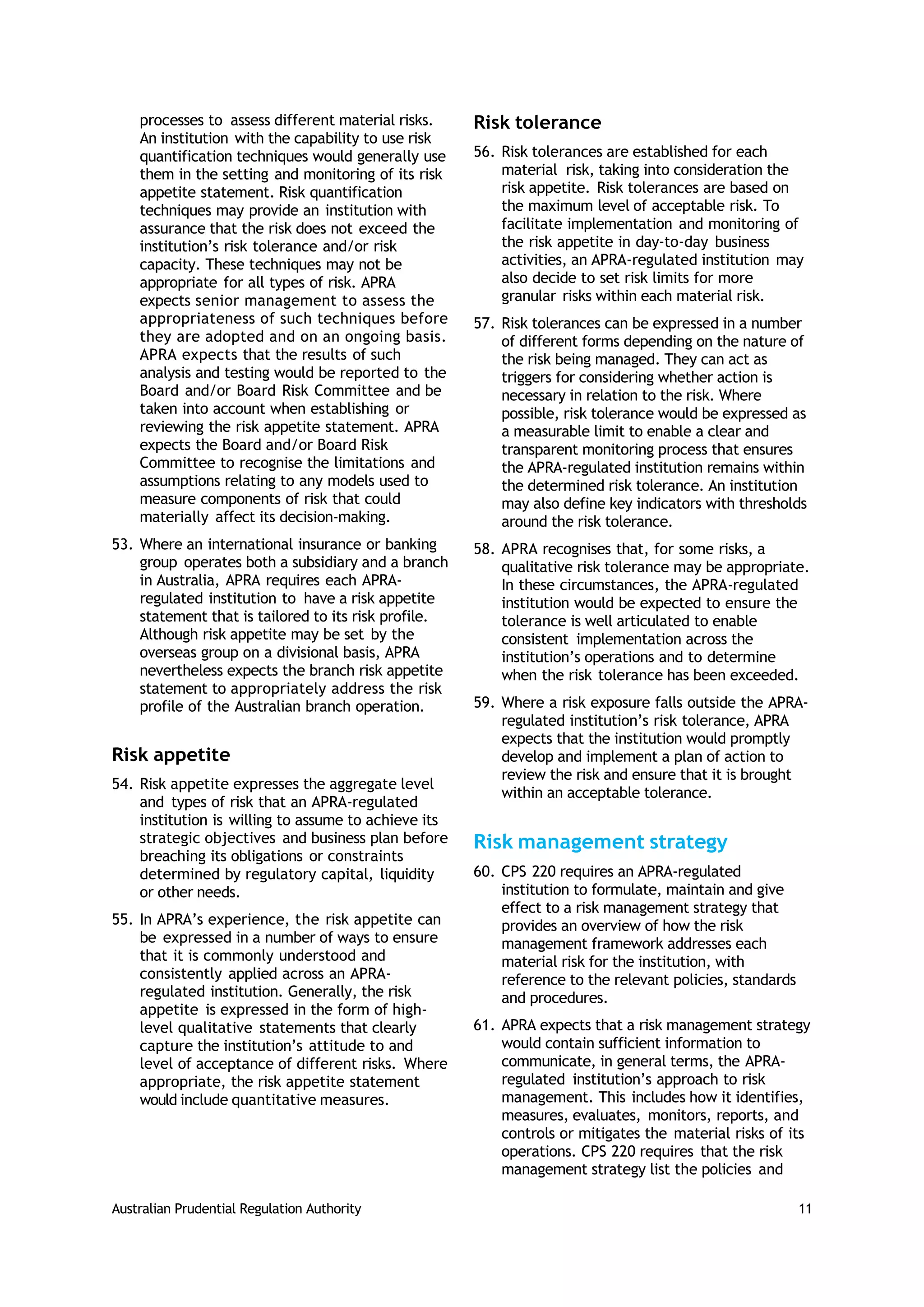 Prudential Practice Guide CPG 220 - Risk Management | PDF