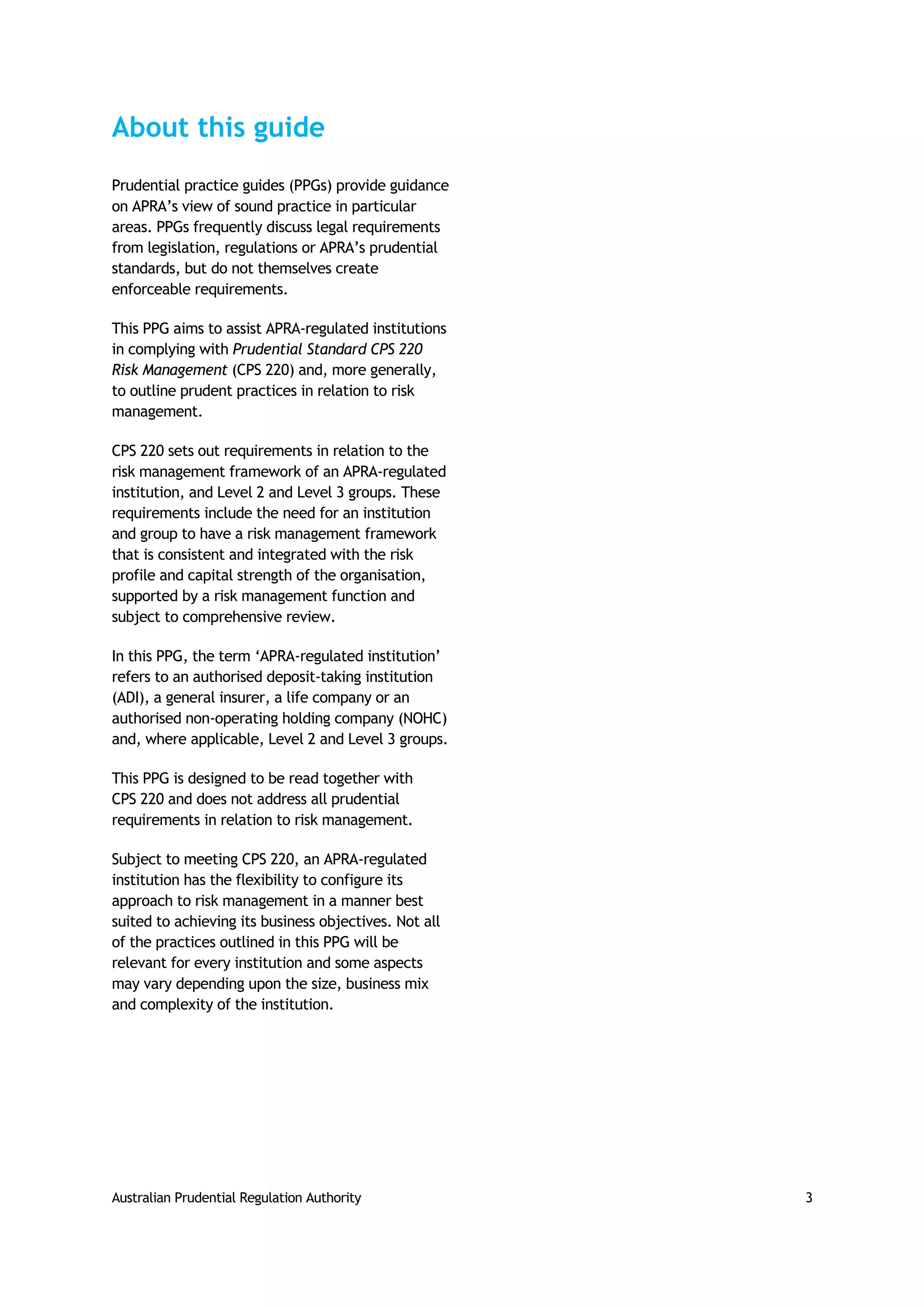 Prudential Practice Guide CPG 220 - Risk Management | PDF