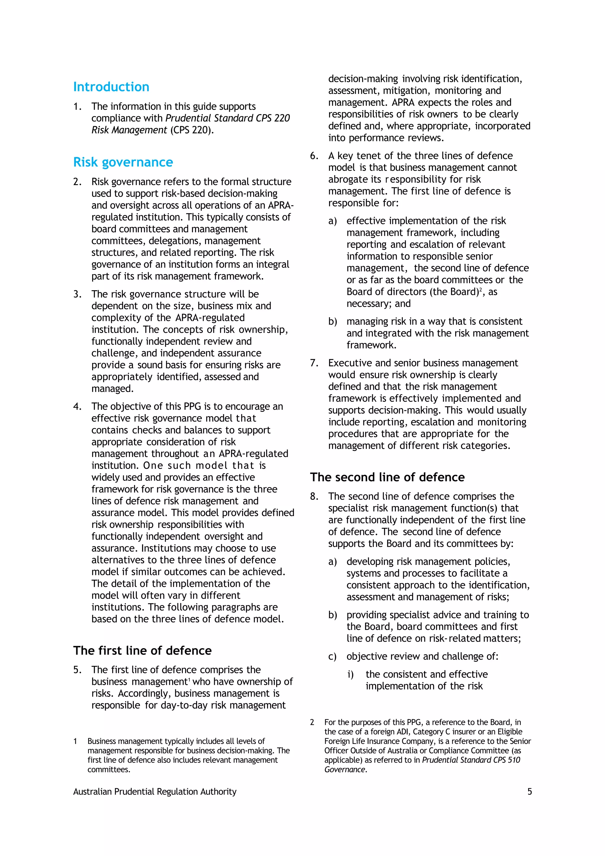 Prudential Practice Guide CPG 220 - Risk Management | PDF