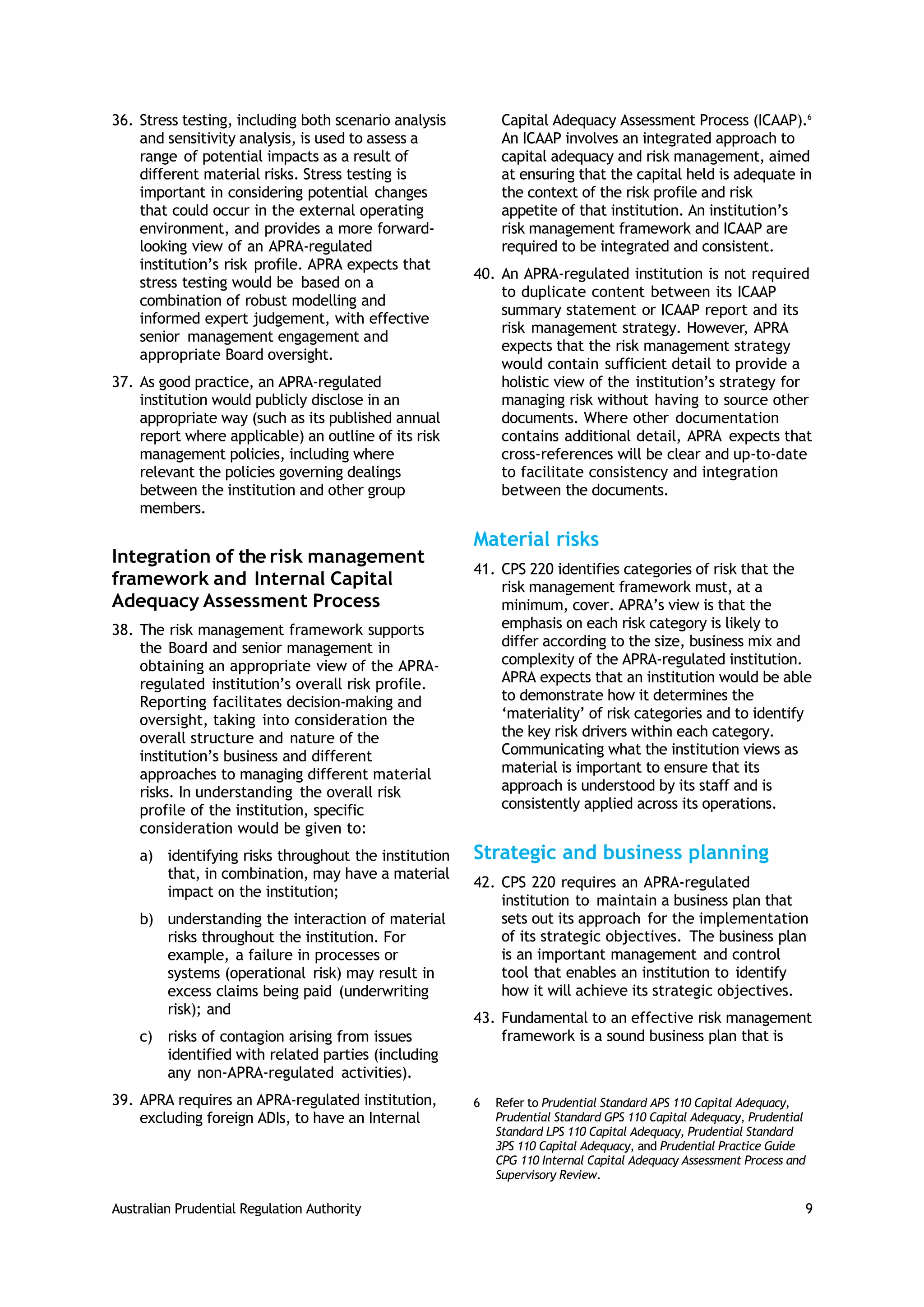 Prudential Practice Guide CPG 220 - Risk Management | PDF