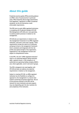 Prudential Practice Guide CPG 220 - Risk Management | PDF