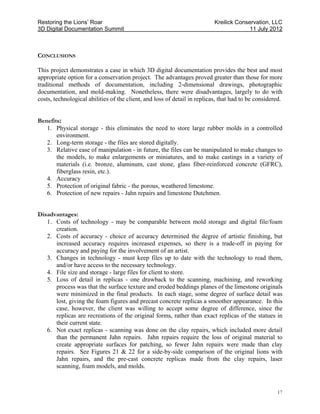 Restoring the Lions' Roar: Documenting and Replicating Limestone Sculptures through Laser ...