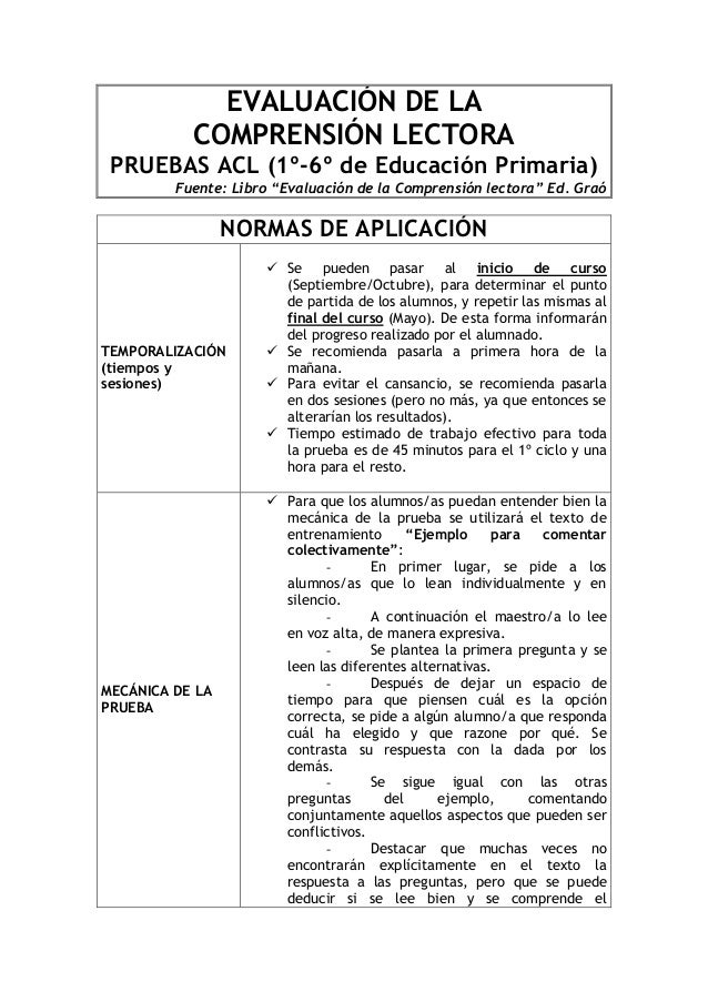 prueba de comprension de lectura a1