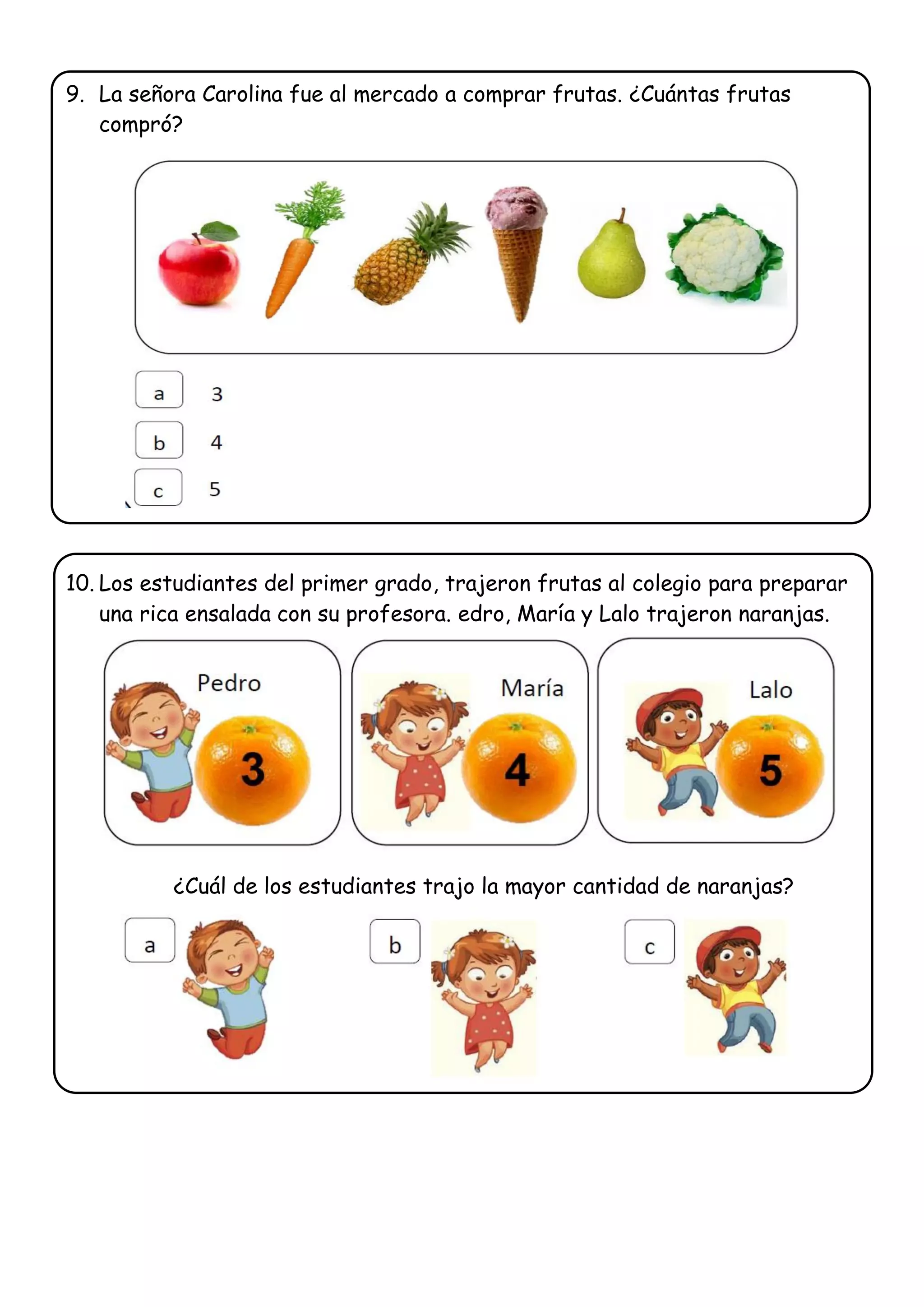 Prueba de 1 grado matematica | PDF