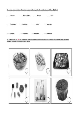 Prueba de alimentacion 3° básicos enviar | DOC