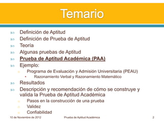 Prueba de Aptitud Académica | PPTX