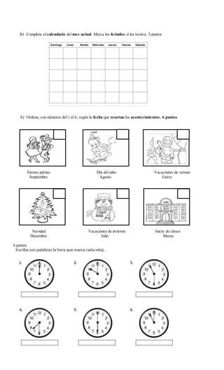Prueba de calendario y hora | DOCX