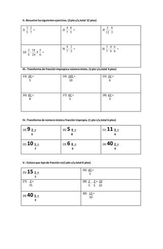 Prueba de fracciones.7º (1) | DOCX