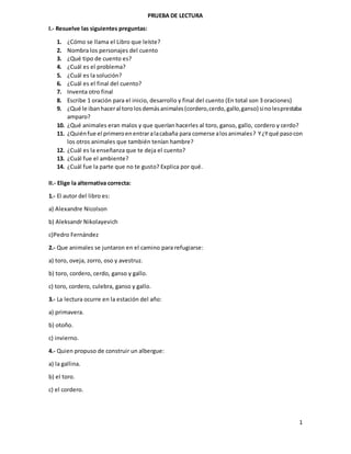 Prueba de lectura domiciliaria | DOCX
