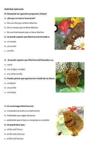 Prueba de lenguaje el problema de martina | DOCX