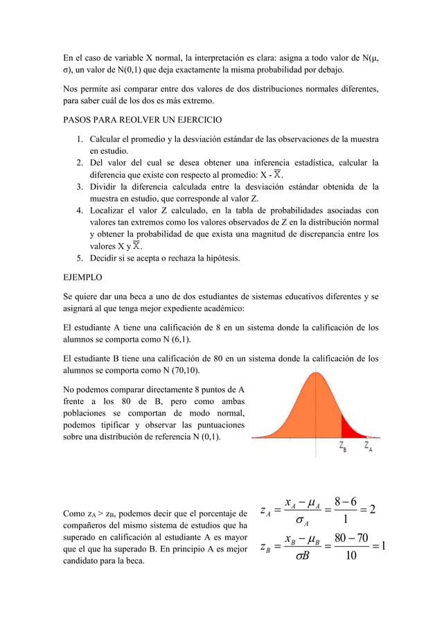 Prueba del valor z de la distribución normal | DOCX