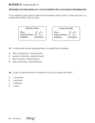 Prueba de matematicas grado 5 calendario a | PDF