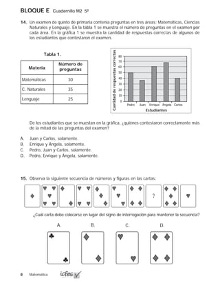 Prueba de matematicas grado 5 calendario a | PDF