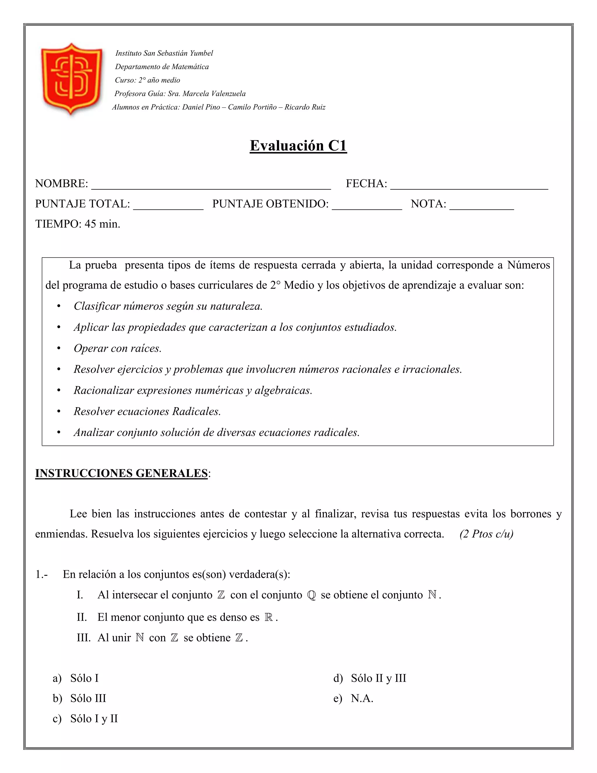 Prueba de selección multiple | PDF