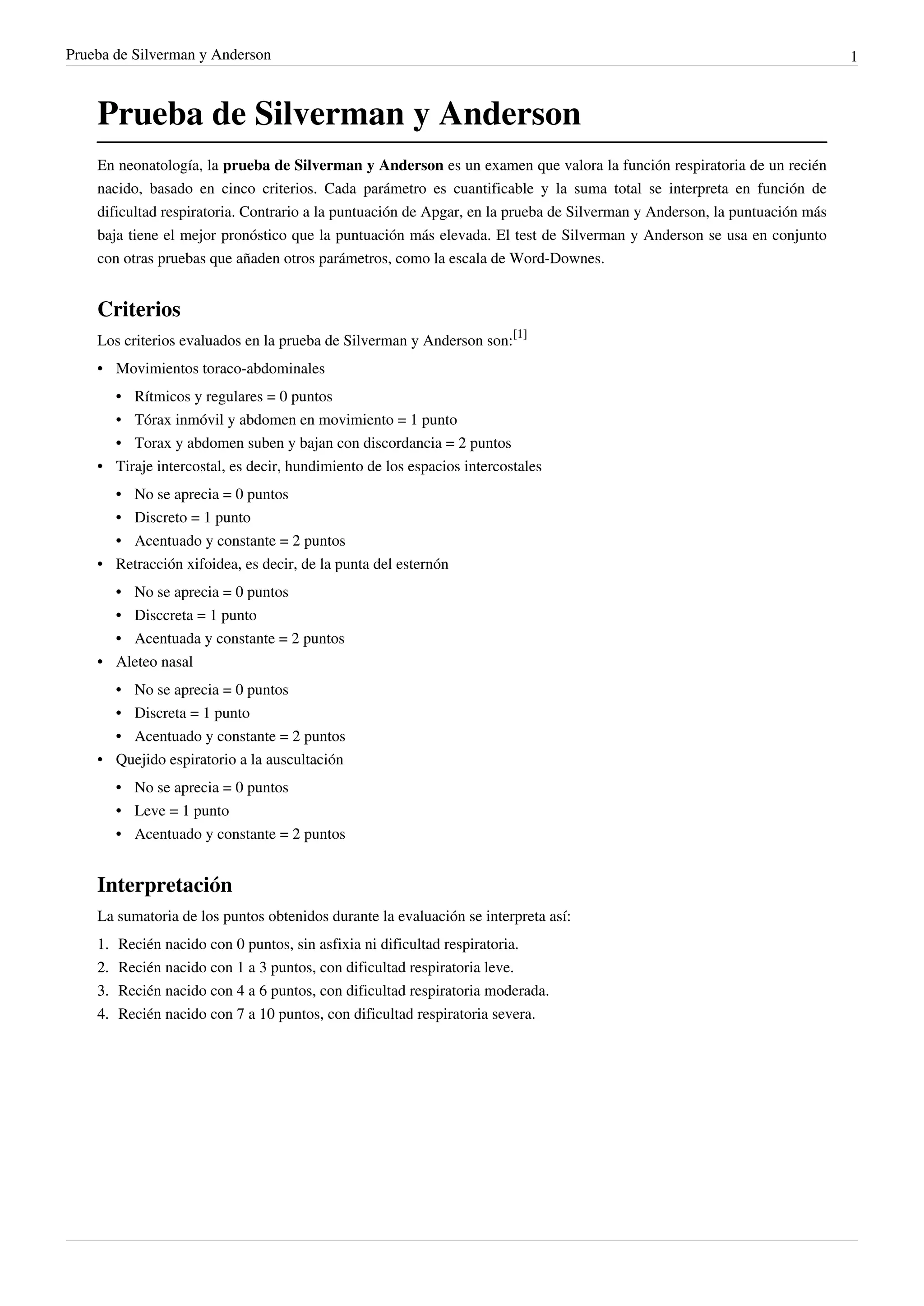 Prueba de silverman y anderson | PDF