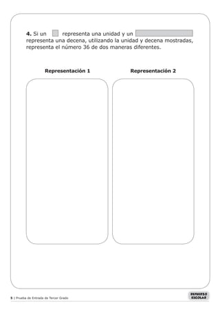 Prueba entrada matemática tercer grado | PDF