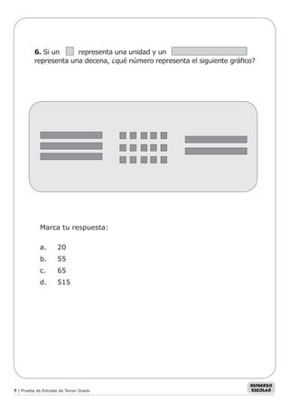 Prueba entrada matemática tercer grado | PDF