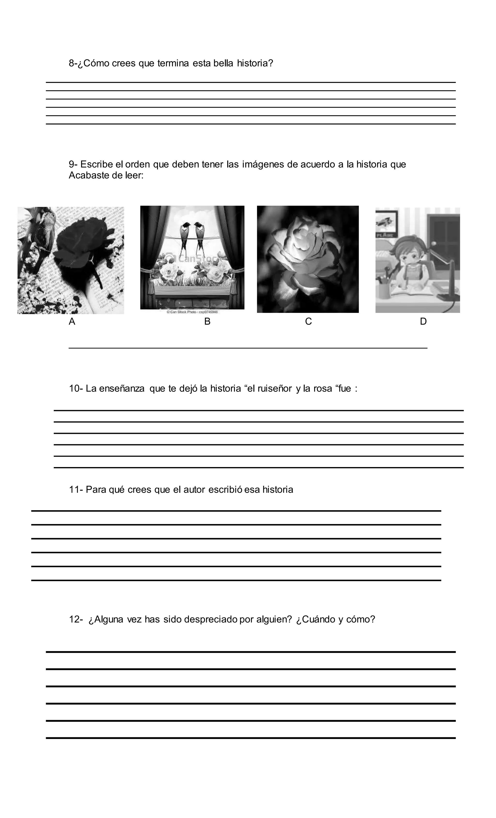 Prueba español comprension lectora y producción escrita el ruiseño y la ...