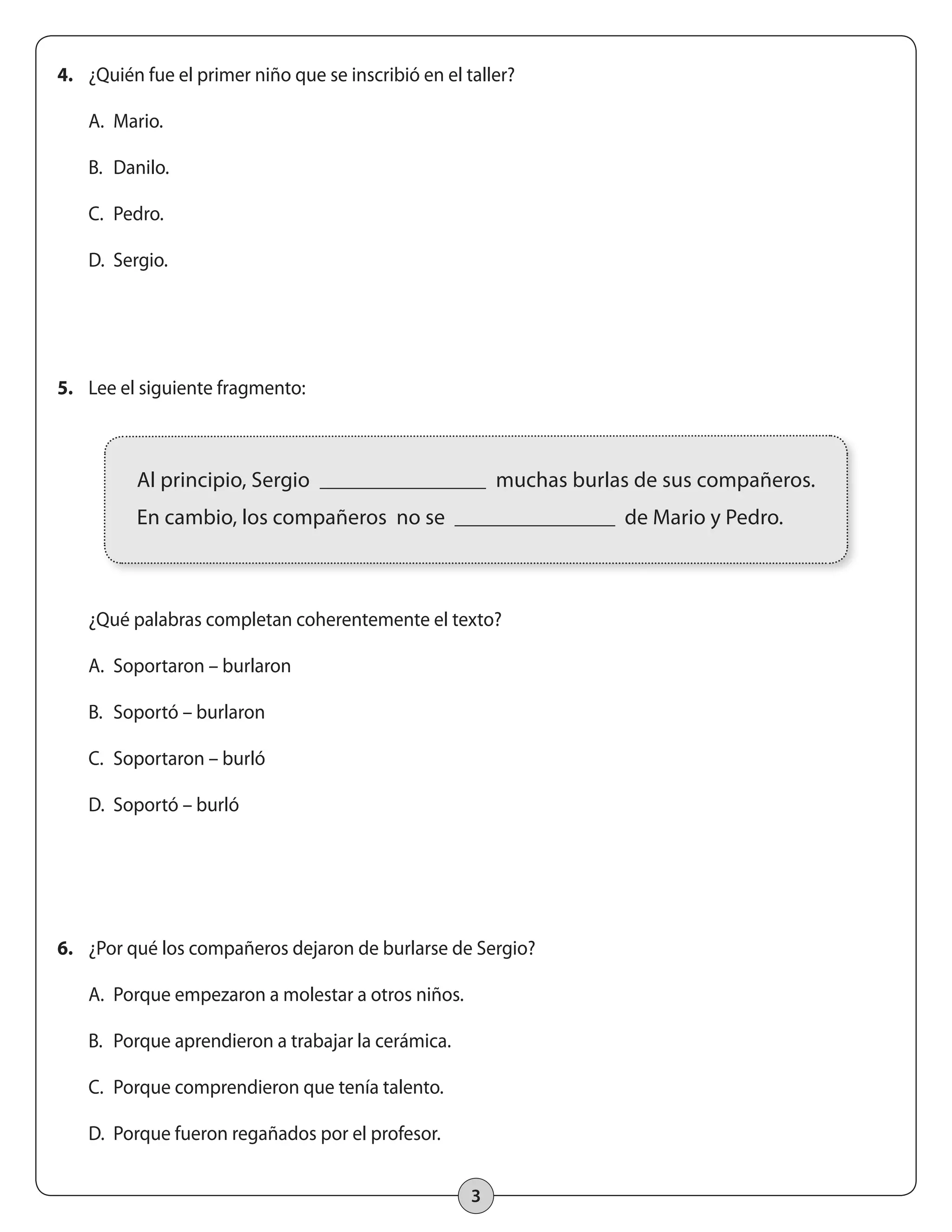 Prueba Final de Comprensión Lectora Lenguaje y Comunicación 4 basico | PDF