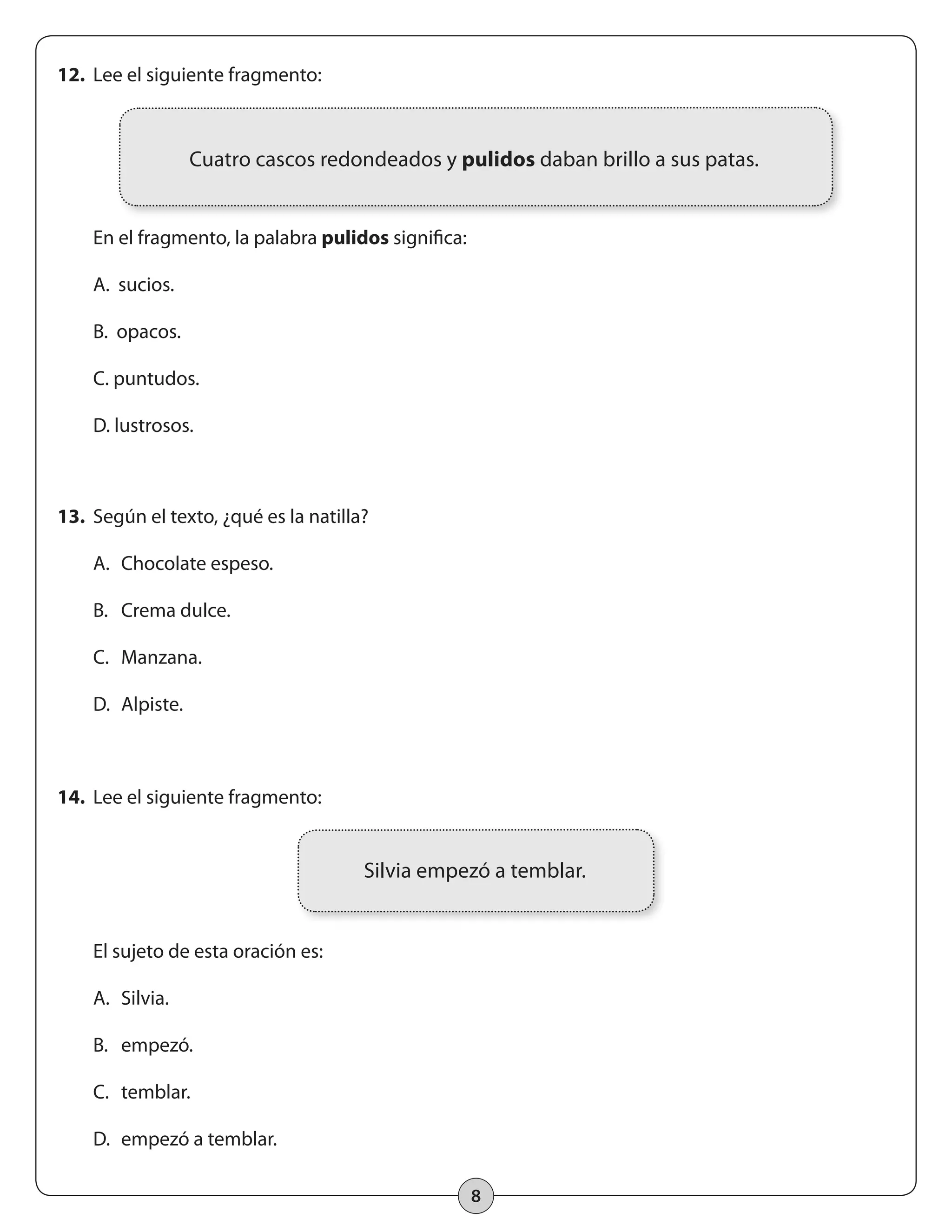 Prueba Final de Comprensión Lectora Lenguaje y Comunicación 4 basico | PDF