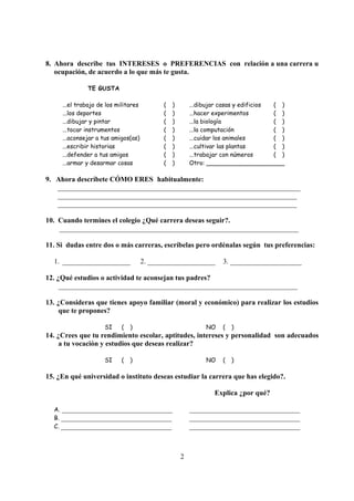 Prueba ipp (intereses profesionales) encuesta vocacional | DOC