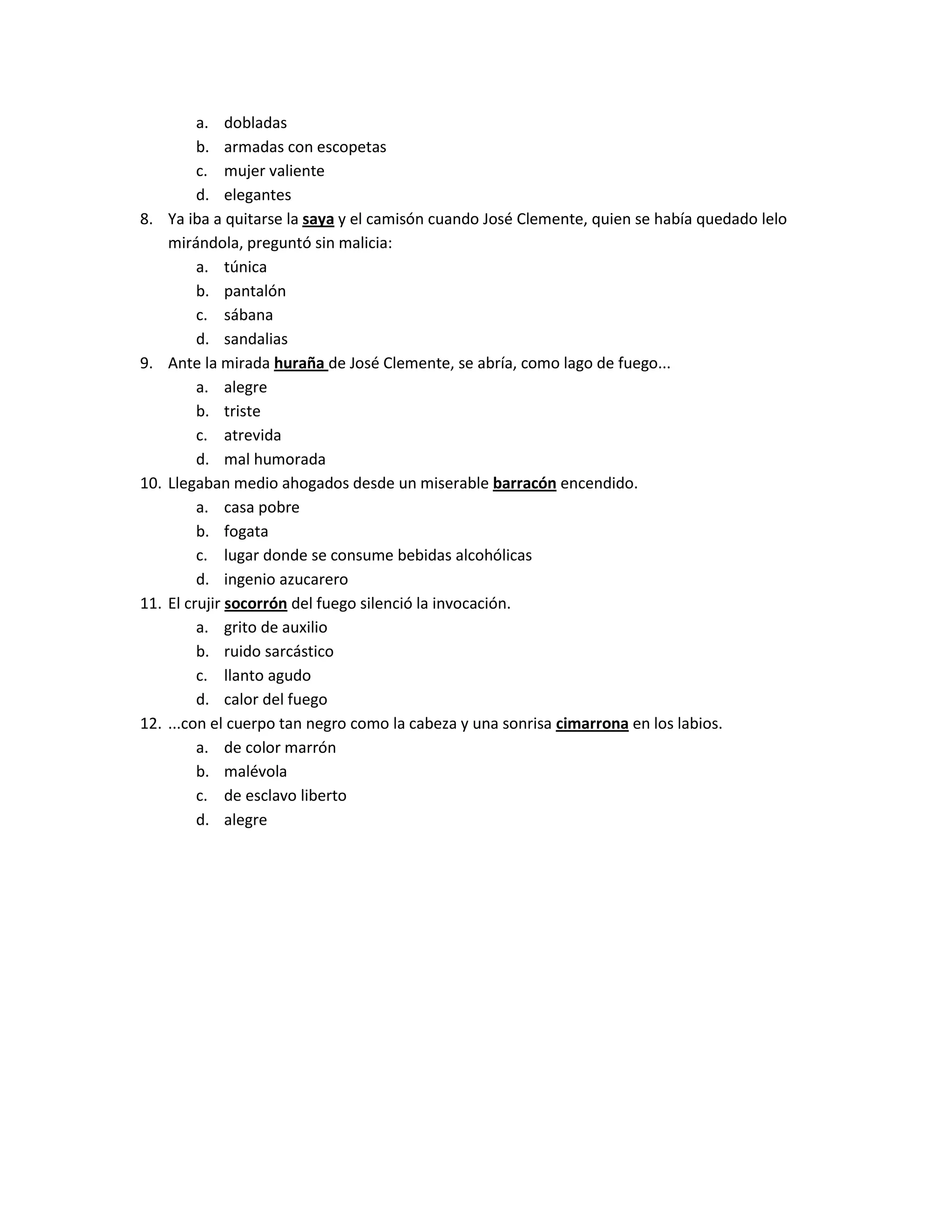 Prueba I vocabulario Otra maldad de Pateco | PDF