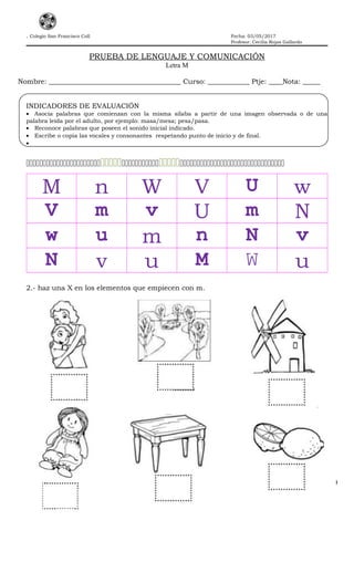 Prueba letra m 2017 | DOC