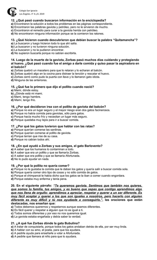 Prueba libro historia de la gaviota y el gato que le enseñó a volar ...