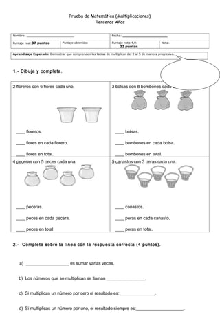 Prueba matematica 3° | DOC