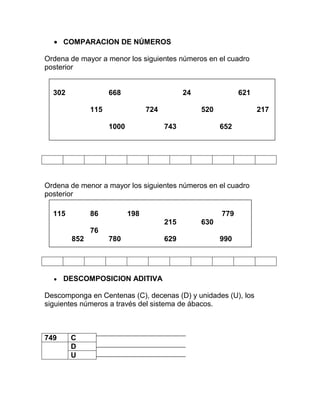 Prueba matematica tercero basico | DOCX