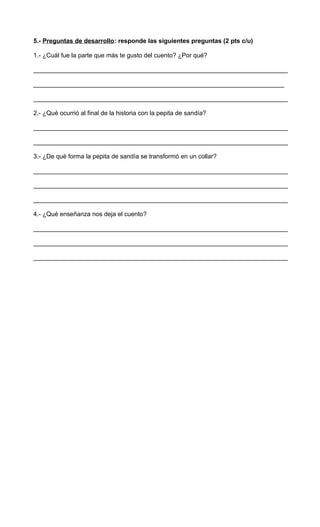 Prueba pepita de sandia lectura domiciliaria | DOC
