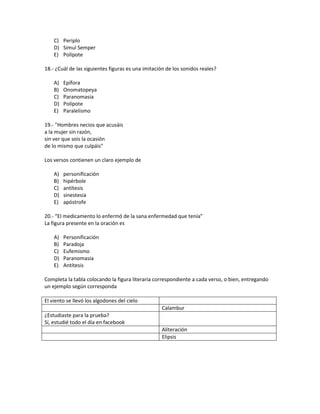 Prueba Poesía Lírica | DOCX