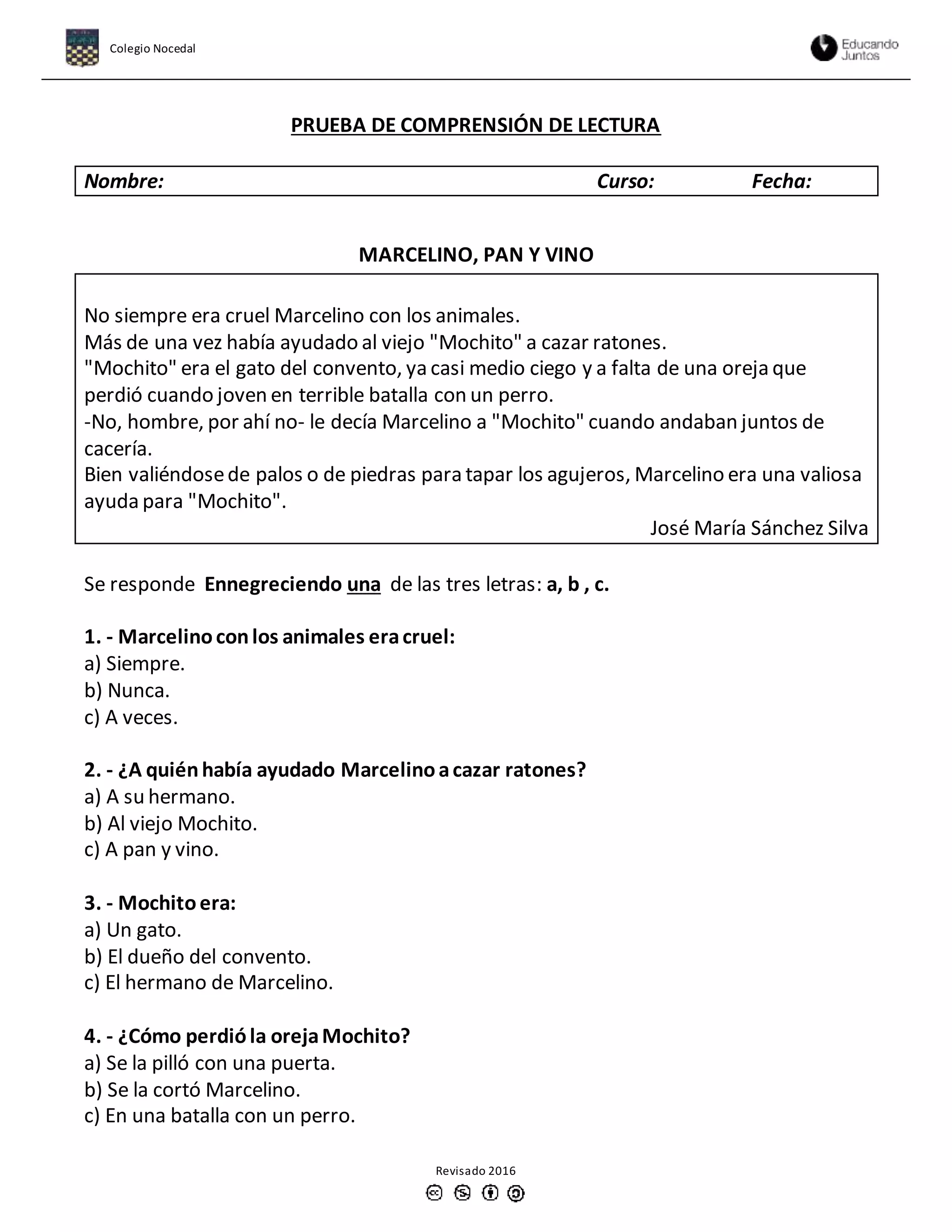 Pruebas de-comprension-lectora-2-basico-1 (1) | PDF