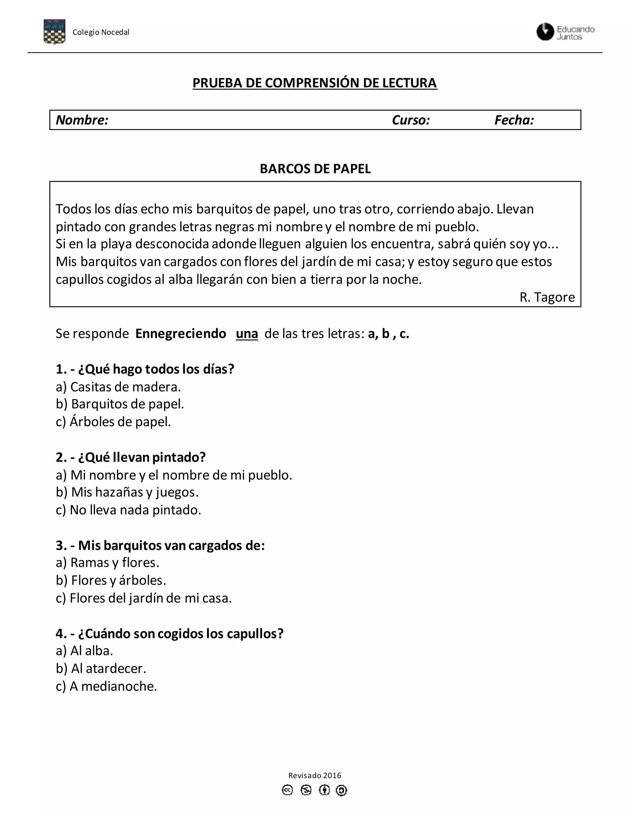 Pruebas de-comprension-lectora-2-basico-1 (1) | PDF