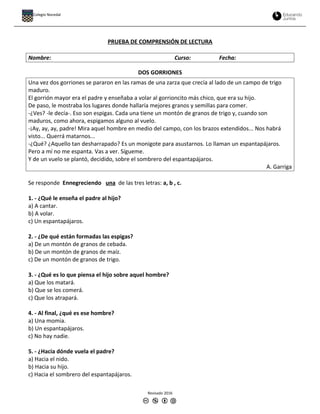Pruebas de-comprension-lectora-3-basico | DOC