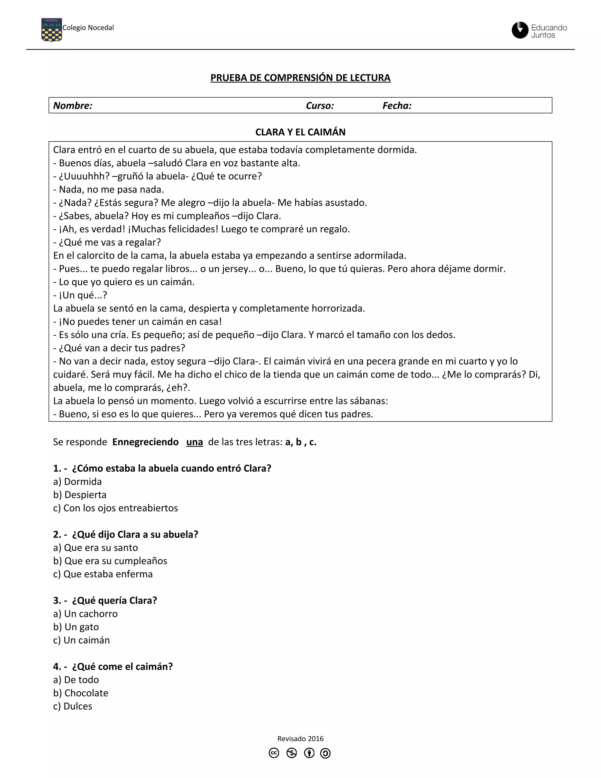 Pruebas de-comprension-lectora-5-basico | PDF